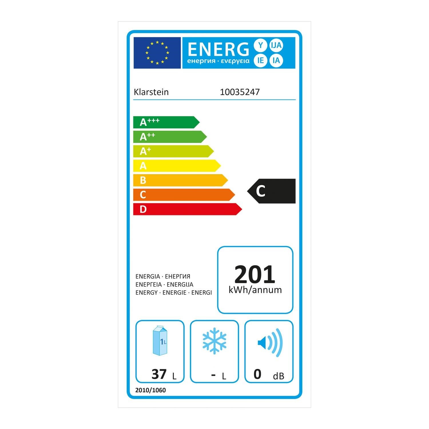 Klarstein happy hour 37 mini bar 37 l 5-15°c silencieux 0 db éclairage ...