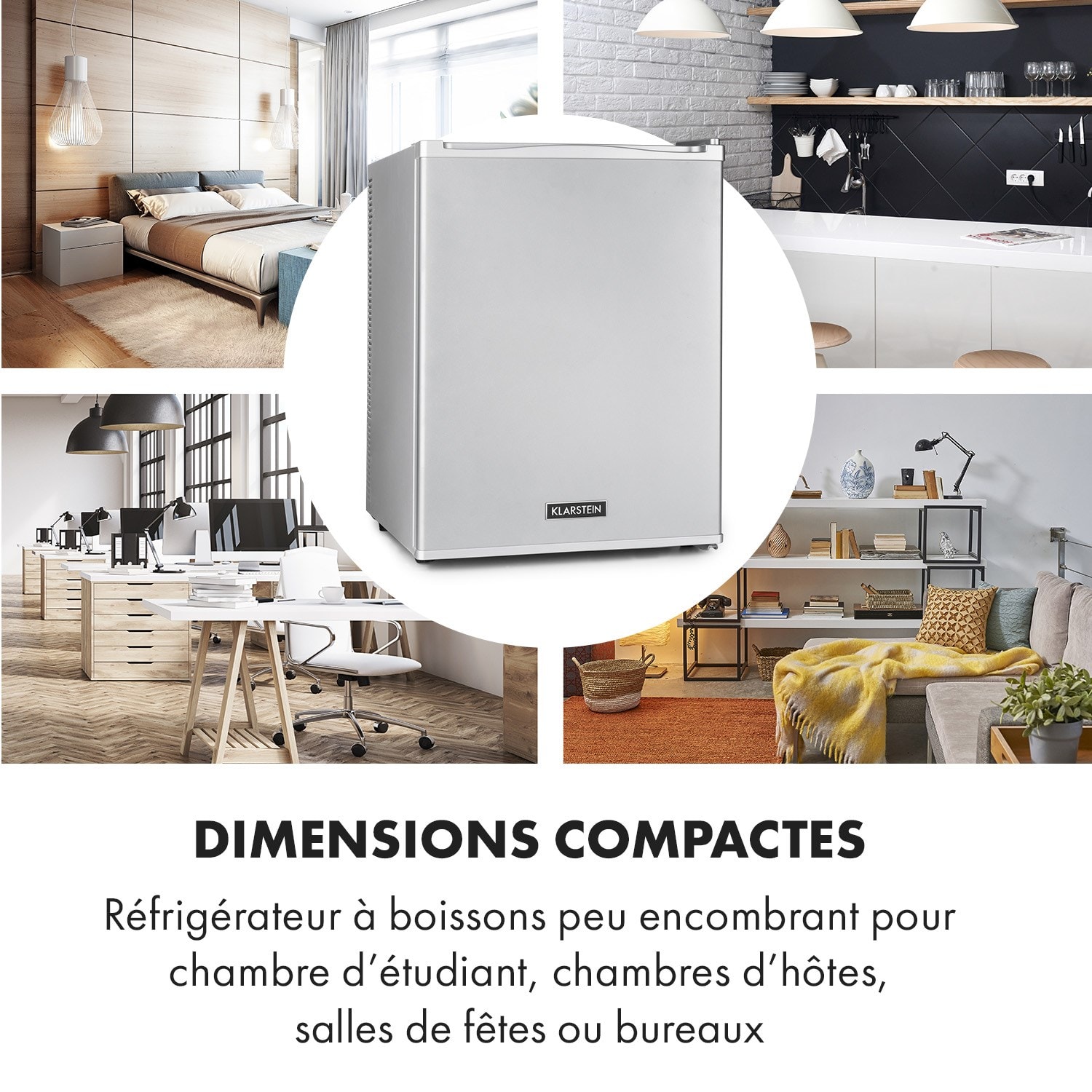 Klarstein happy hour 37 mini bar 37 l 5-15°c silencieux 0 db éclairage ...