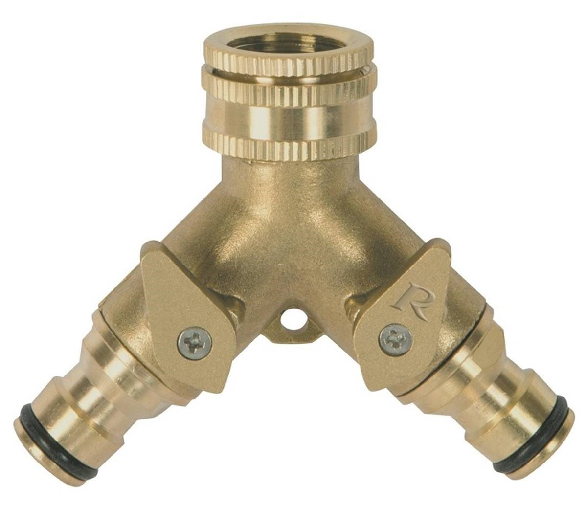 Nez de robinet 100% laiton double sortie avec raccord rapide RIBIMEX