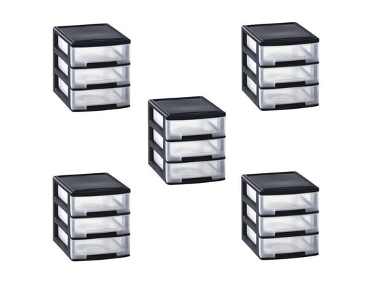 Allibert lot de 5 tours de rangement 3 tiroirs babel format a4 3x5 l ...