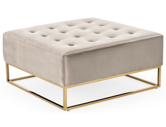 Pouf carré hudson velours taupe MENZZO