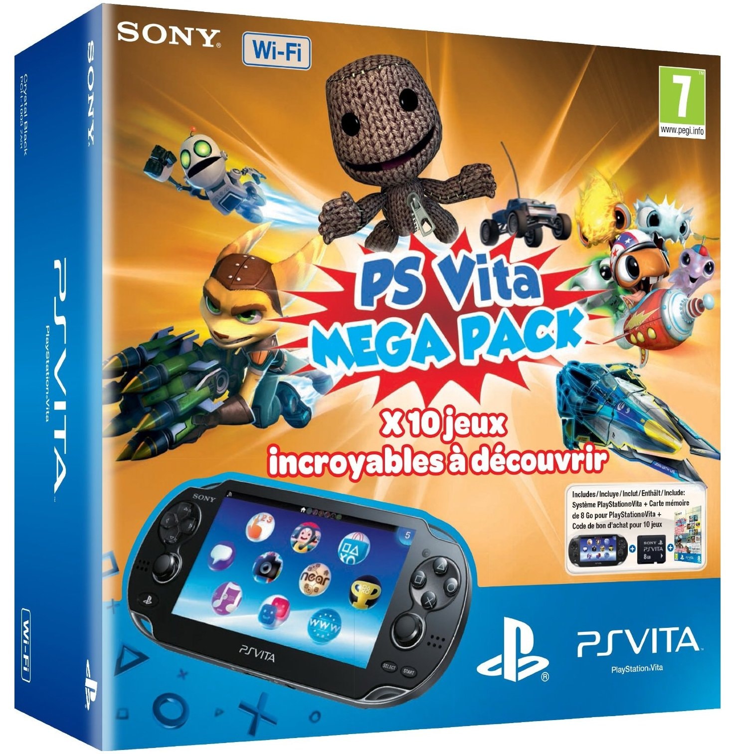 Console PS Vita SONY Wifi Mega Pack + voucher Kids Pack 1 + Carte 8 Go ...