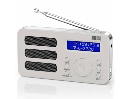 Radio portable rechargeable fm dab dab+ rnt – august mb225 – petit poste radio numérique blanc ...