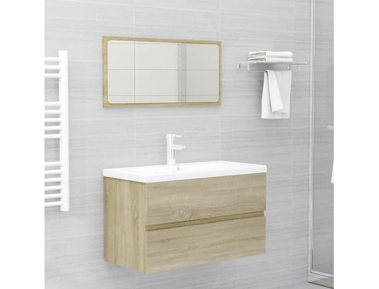 Vidaxl ensemble de meubles de salle de bain chêne sonoma aggloméré VIDAXL