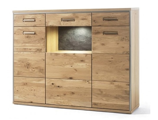 Vaisselier en bois chêne bianco de 3 portes PEGANE Pas Cher - UBALDI.com