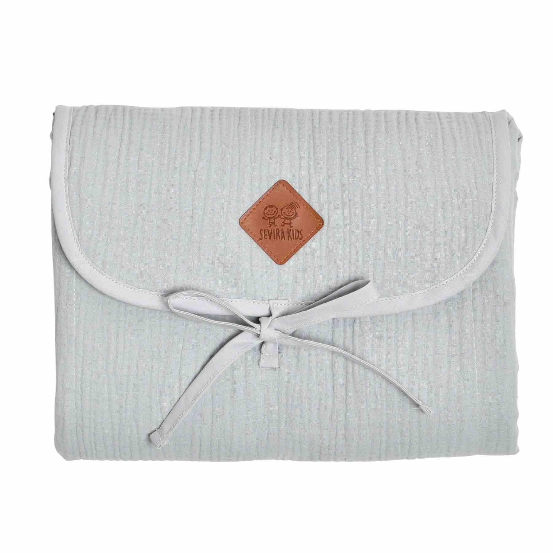 Sevira kids - tapis à langer nomade, bambou - gaze de coton gris 48 x ...