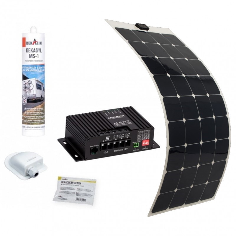 Pack antarion panneau solaire souple 130w camping car + régulateur ...