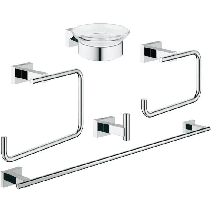 Grohe set d'accessoires salle de bain 5 en 1 essentials cube 40758001 ...