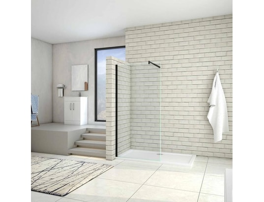 Aica paroi de douche 60x 200cm en noire mat paroi à l'italienne en 8mm ...