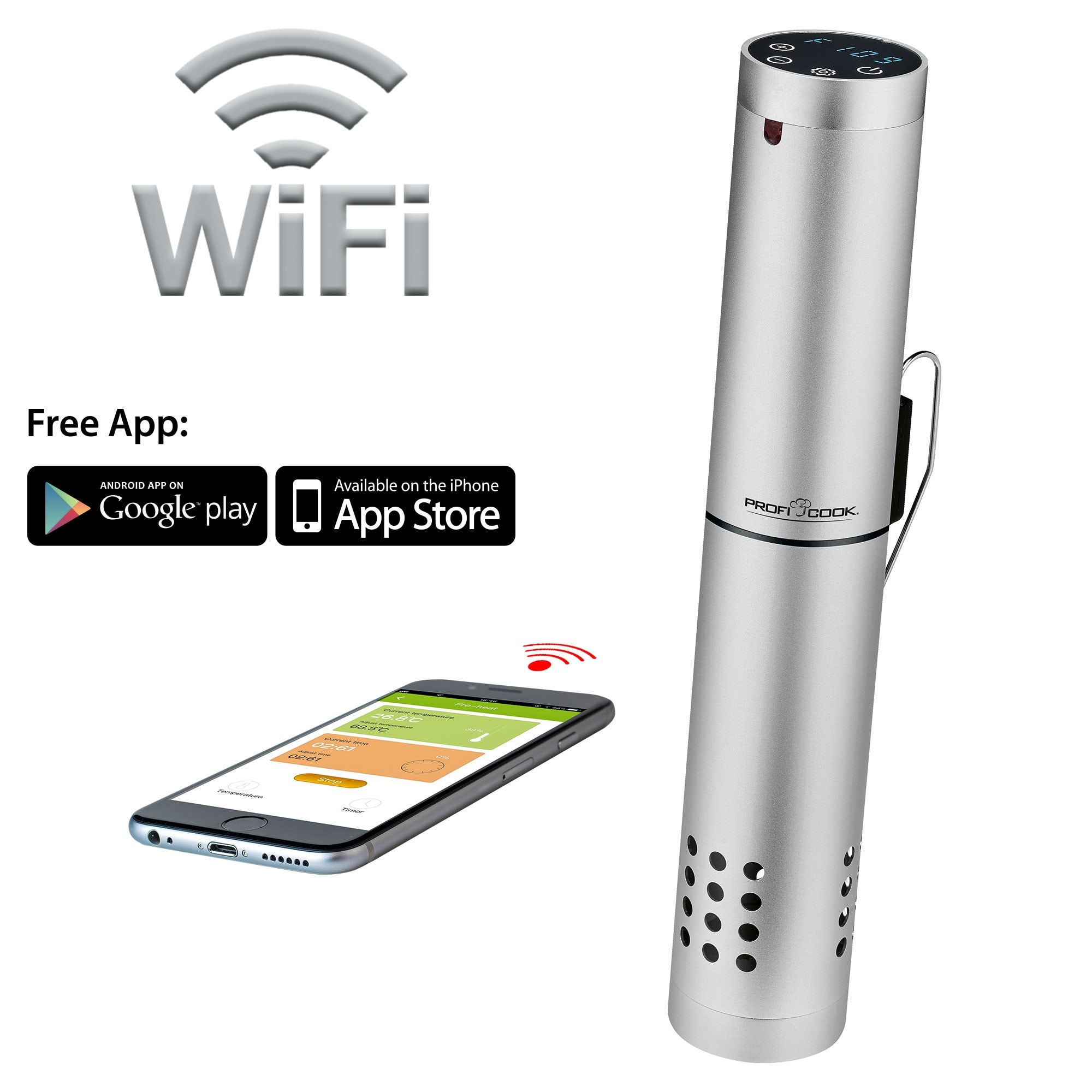 Proficook sv 1159 cuiseur sous vide wi-fi,cuiseur thermoplongeur sous ...