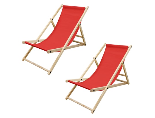 Chaise longue pliante en bois 3 positions de couchage jusqu'à 120 kg rouge ECD GERMANY