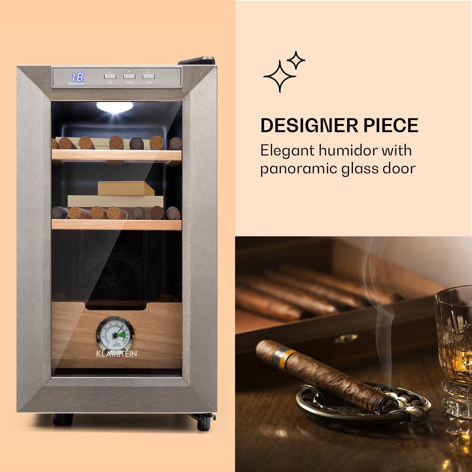 Klarstein el presidente 23 humidor 45 w touch bois de hêtre 23l led ...