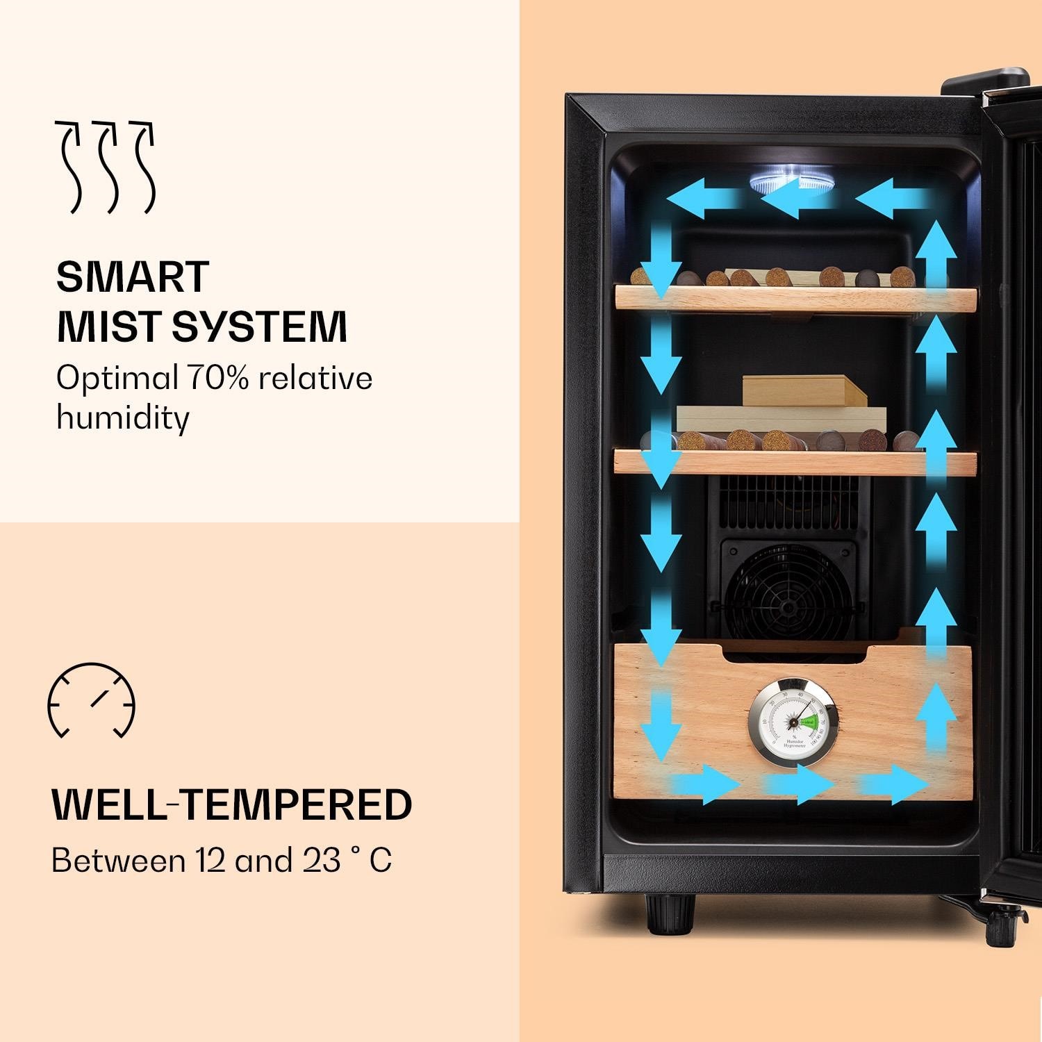 Klarstein el presidente 23 humidor 45 w touch bois de hêtre 23l led ...