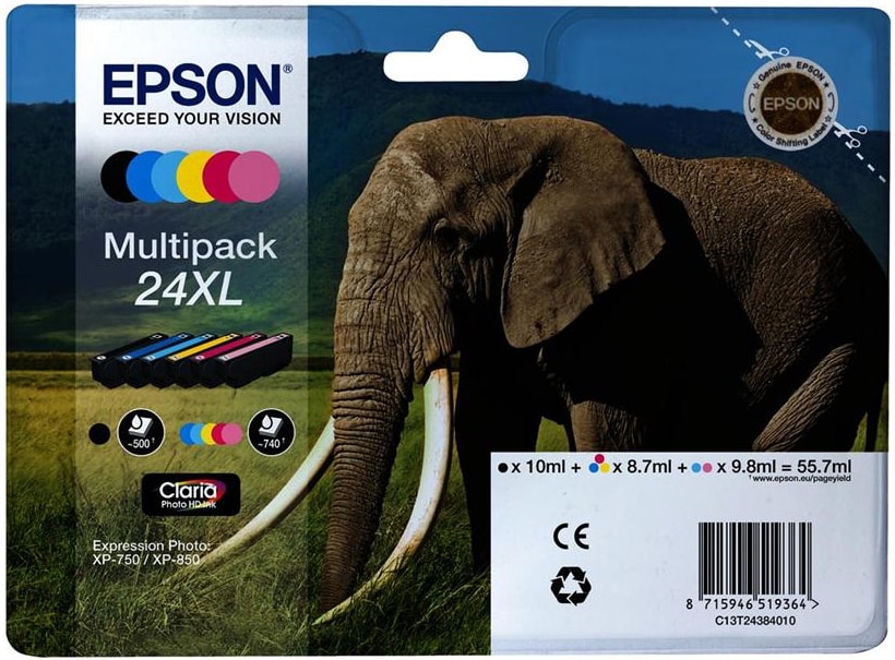Cartouche d'encre EPSON T2438 XL Multipack Elephant Pas Cher - UBALDI.com