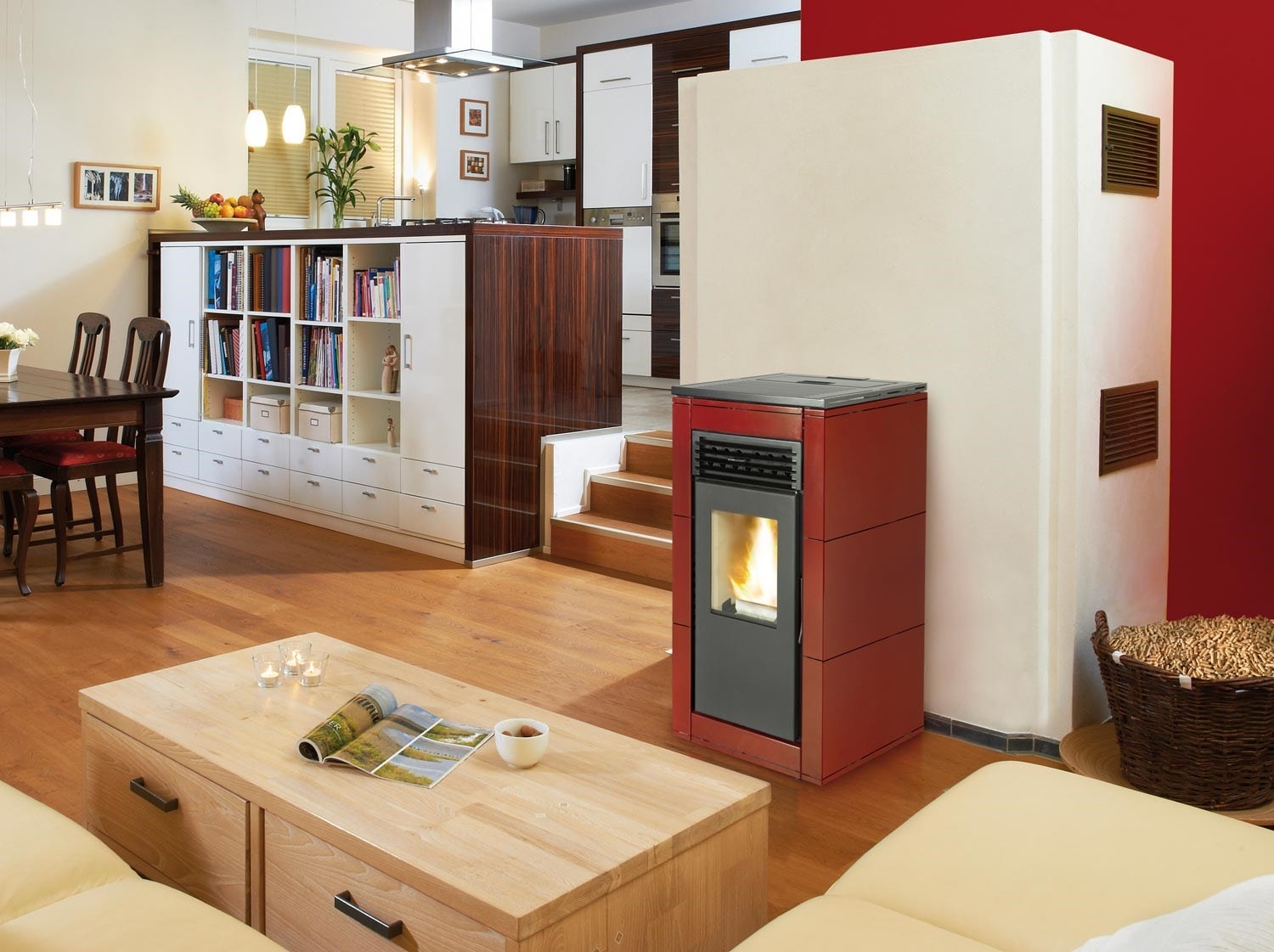 FERLUX Poêle à granulés (Pellets) NEREA 10Kw rouge impérial FERLUX
