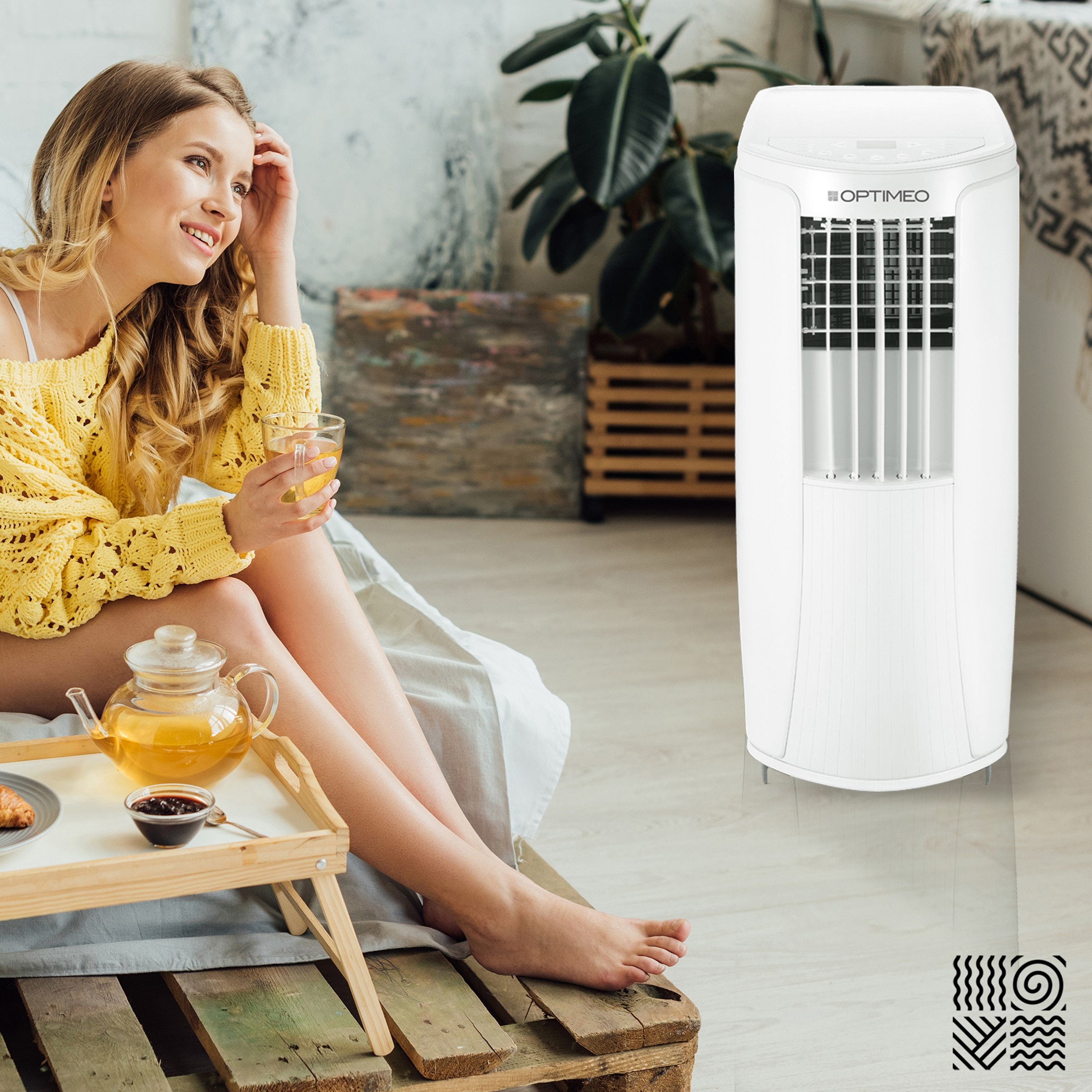 Climatiseur mobile réversible optimeo opc-c02-121hp blanc 3500w ...