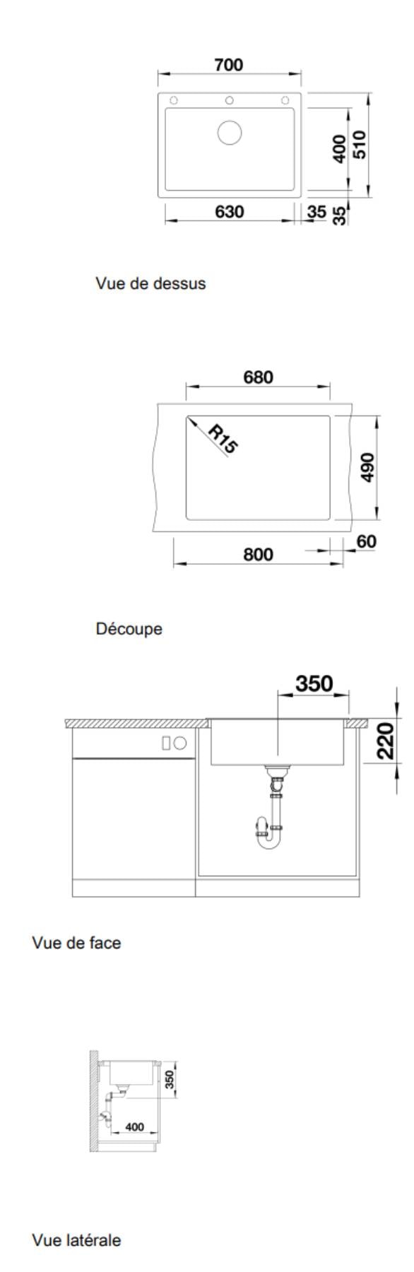 Evier à encastrer BLANCO Pleon 8 alumetallic 523045 Pas Cher - UBALDI.com