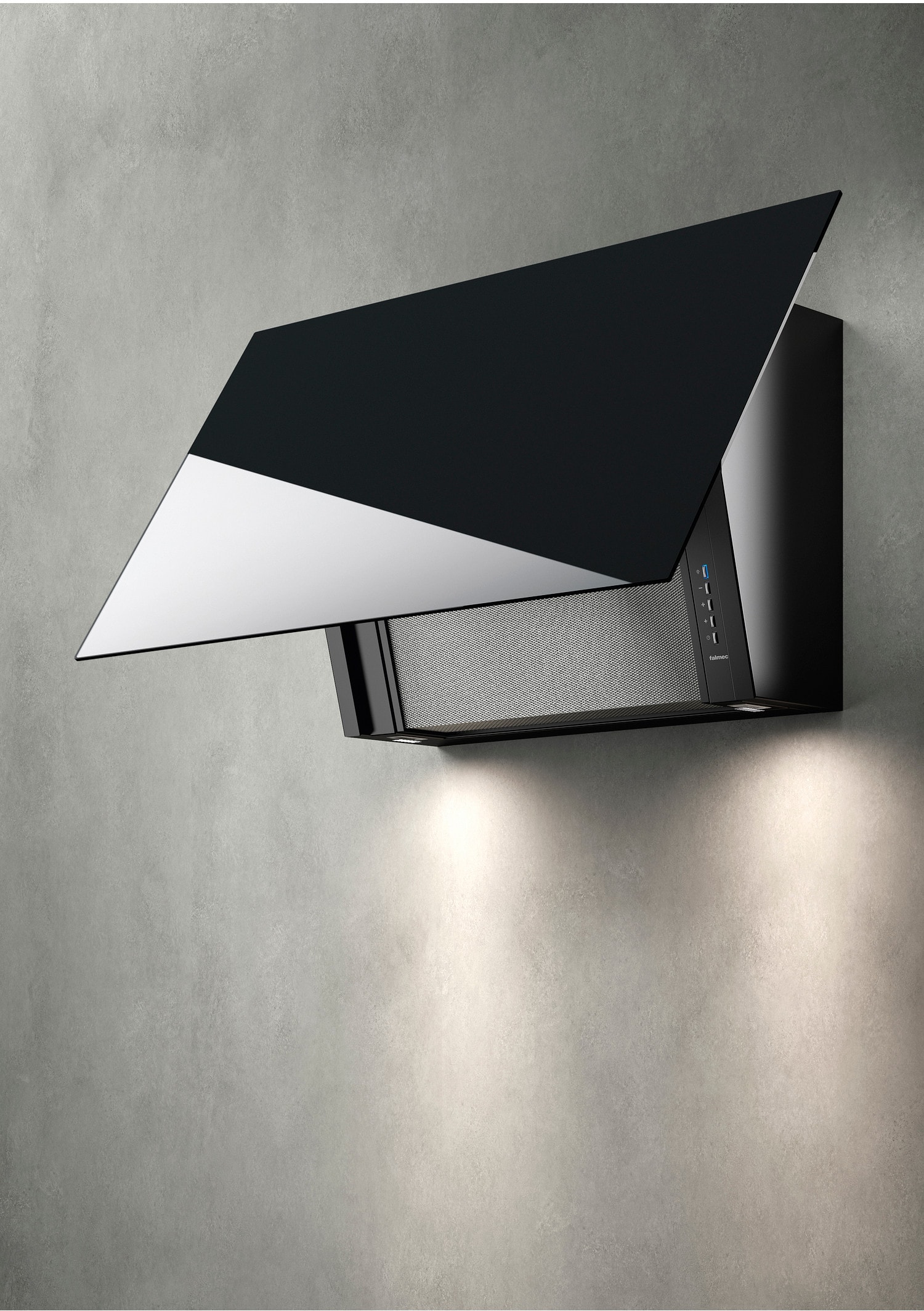 Hotte decorative murale FALMEC Cover 1420, 85 cm , verre noir Pas Cher ...