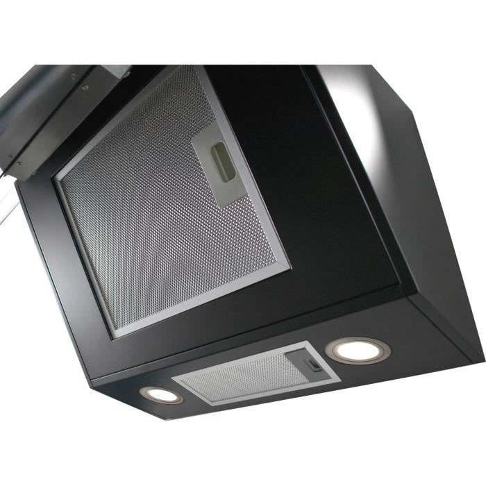 Hotte décorative murale continental edison ceh6052bvb1 60 cm - verre noir avec bande inox ...