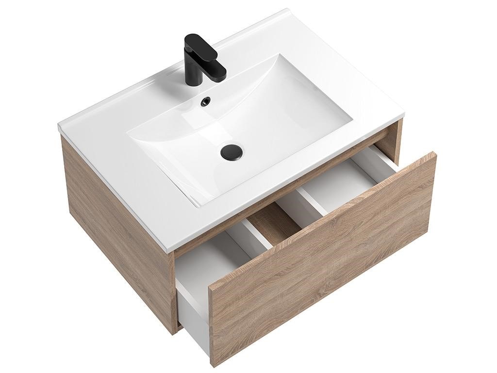 Meuble de salle de bain suspendu double vasque alana - couleur chêne ...