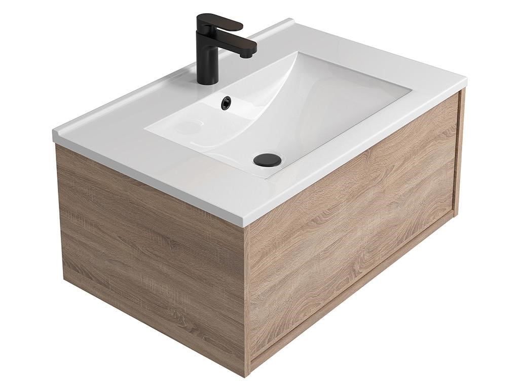 Meuble de salle de bain suspendu double vasque alana - couleur chêne ...