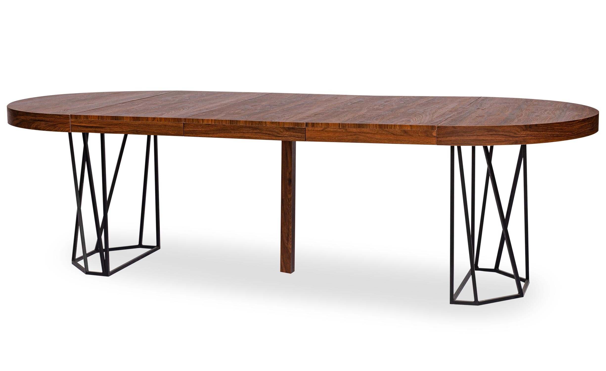 Table ronde extensible yasmina bois noisette et pieds noir MENZZO