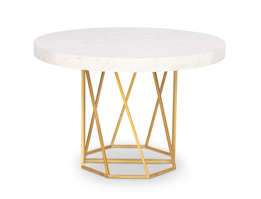 Table ronde extensible yasmina effet marbre et pieds or MENZZO Pas Cher ...