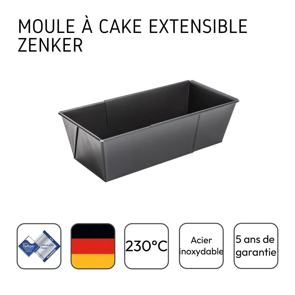 Moule à cake extensible 28 à 40 cm zenker black metallic ref.6518 ...