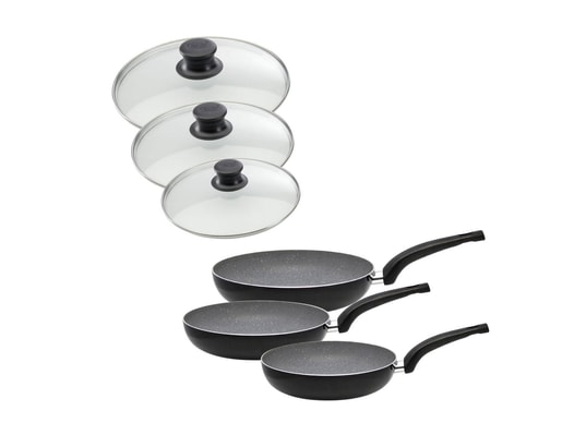 Ensemble de 3 poêles de cuisine et 3 couvercles 24 cm 28 cm et 32 cm elo dolomit ref.9992450 ELO