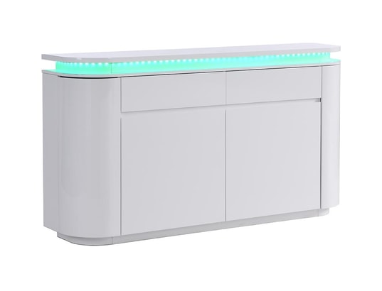 Buffet 4 portes et 2 tiroirs avec leds - mdf - blanc laqué - vandana ...
