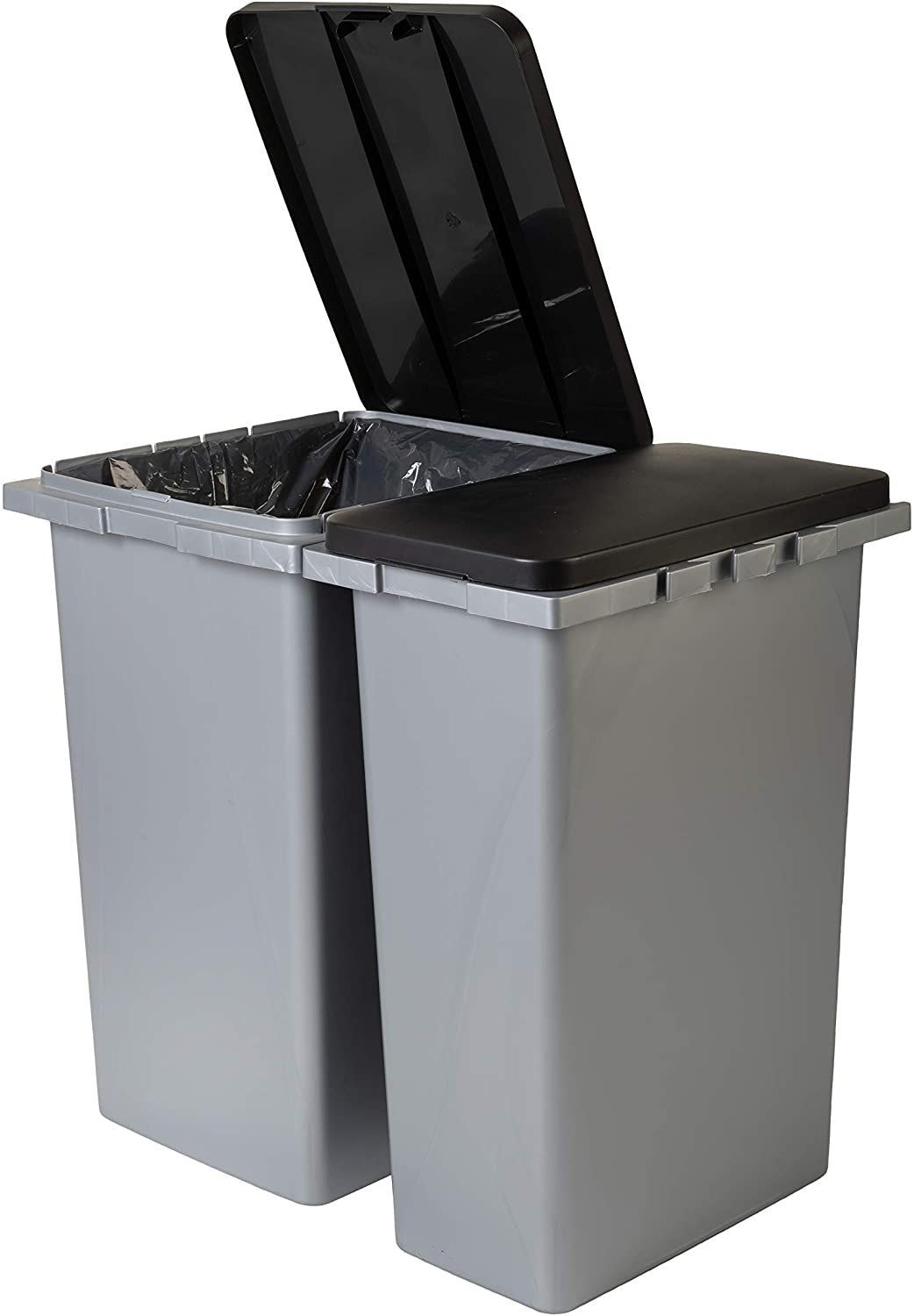 Iris ohyama, lot de 2 poubelles pour tri sélectif, 30 l,clipsable, avec ...