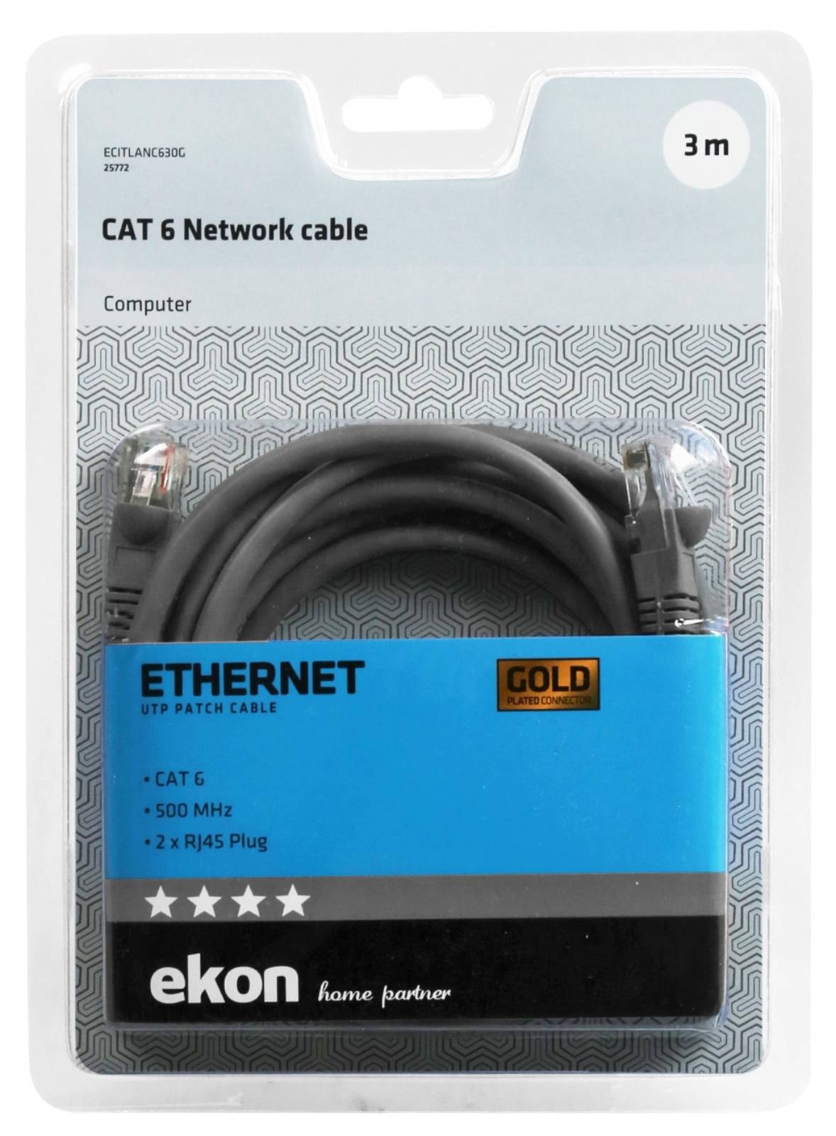 Câble réseau Ethernet EKON RJ45 - 500Mhz - plaqué or - 3M Pas Cher ...