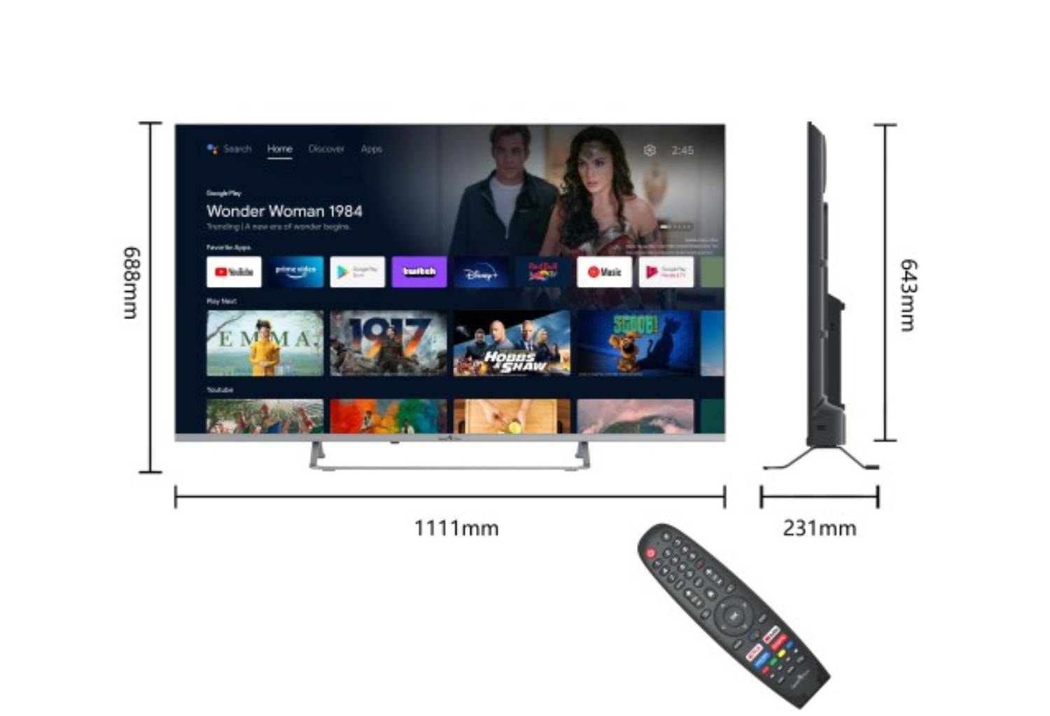 SMART TECH 50QA20V3 - TV QLED 4K 126 cm - Livraison rapide