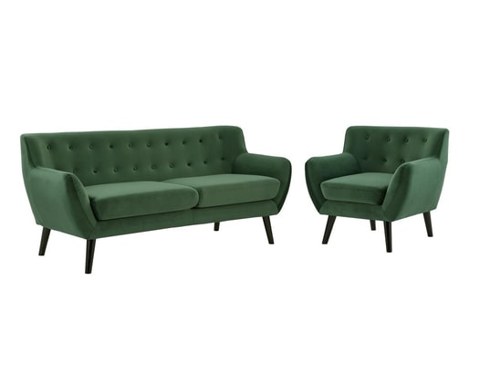 Canapés 3+1 en velours vert sapin serti VENTE-UNIQUE