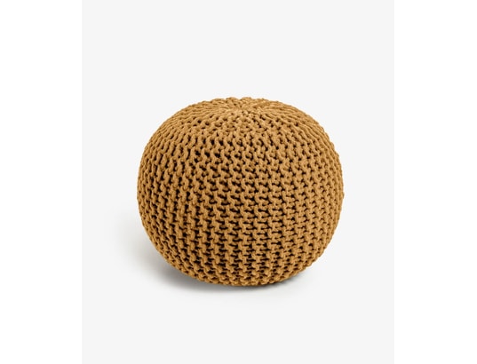 Pouf LF Pouf rond Chloe 100 % coton moutarde Ø 50 cm Pas Cher - UBALDI.com