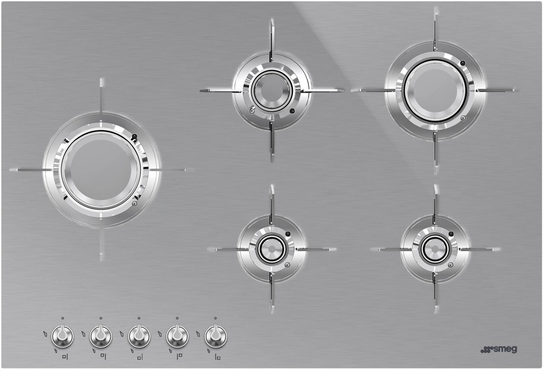 SMEG PXL675L Dolce Stil Novo, 5 foyers,Inox satiné - Plaque gaz Pas Cher