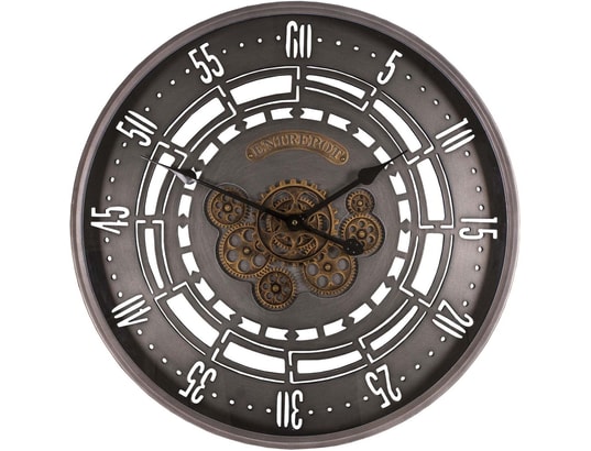 Pendule ronde industrielle en fer entrepot 60cm ANTIC LINE CREATIONS 57755