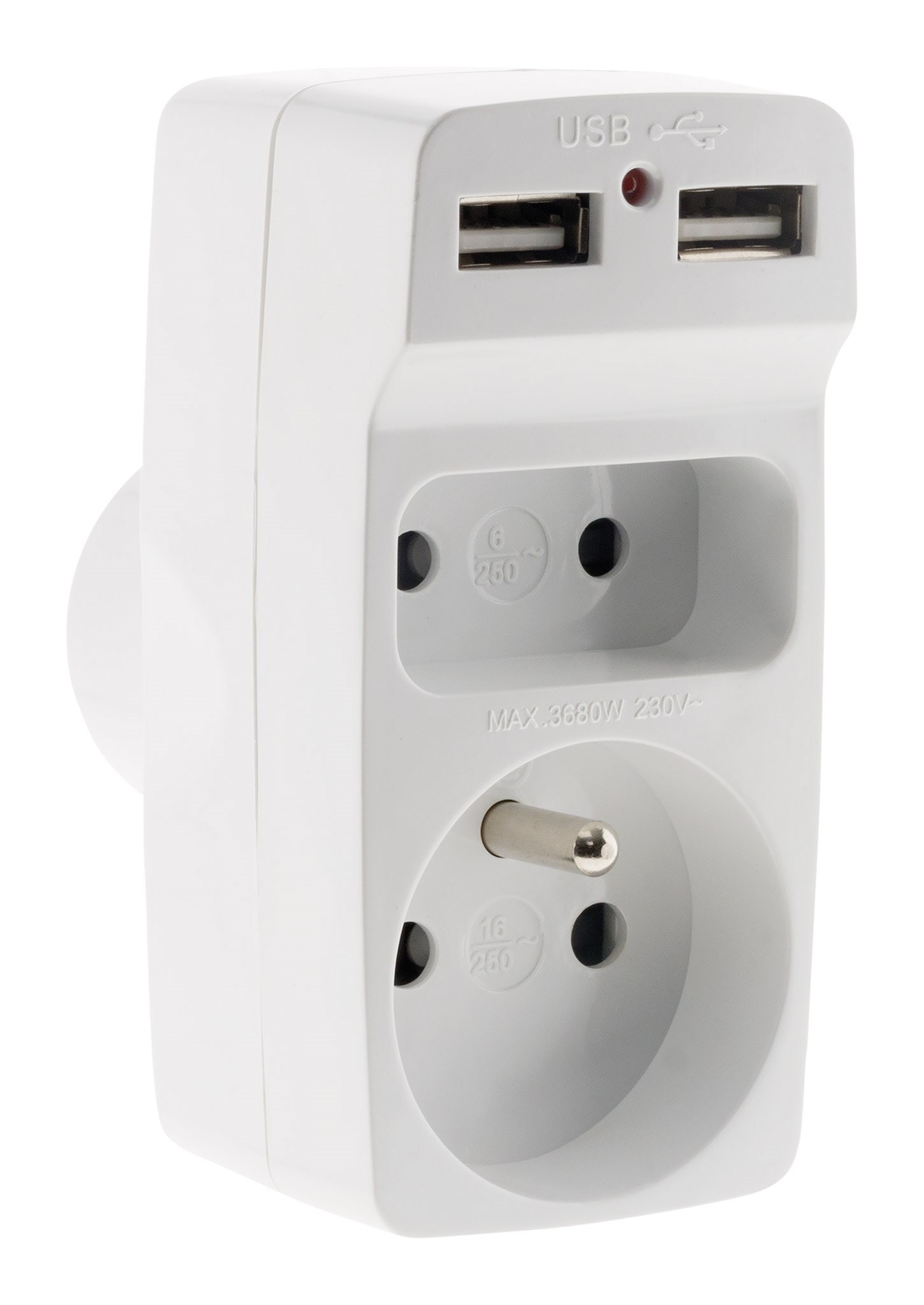 Biplite 6A + 16A avec 2 chargeurs USB -Blanc ENEXO Pas Cher - UBALDI.com