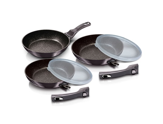 Berlinger haus carbon pro set de 3 poêles à frire induction 20-24-28 cm, antiadhésif, poignées ...