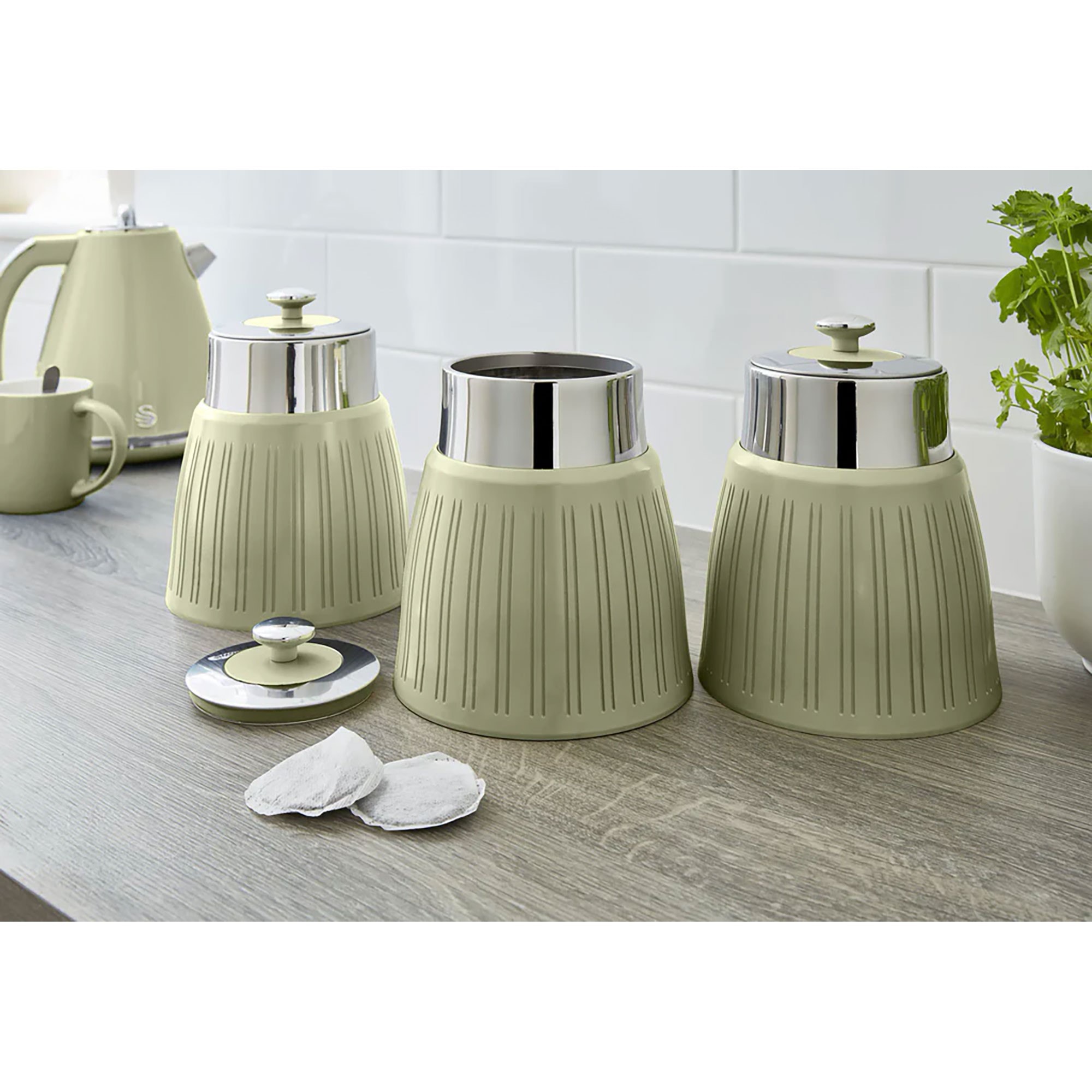 Swan swka1024gn retro set 3 boîtes de rangement cuisine 1,2l ...