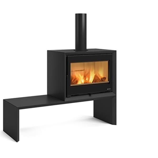 Poêle à bois dante - 8,8 kw - rdt: 85,5% - b. 30 cm - acier noir ...