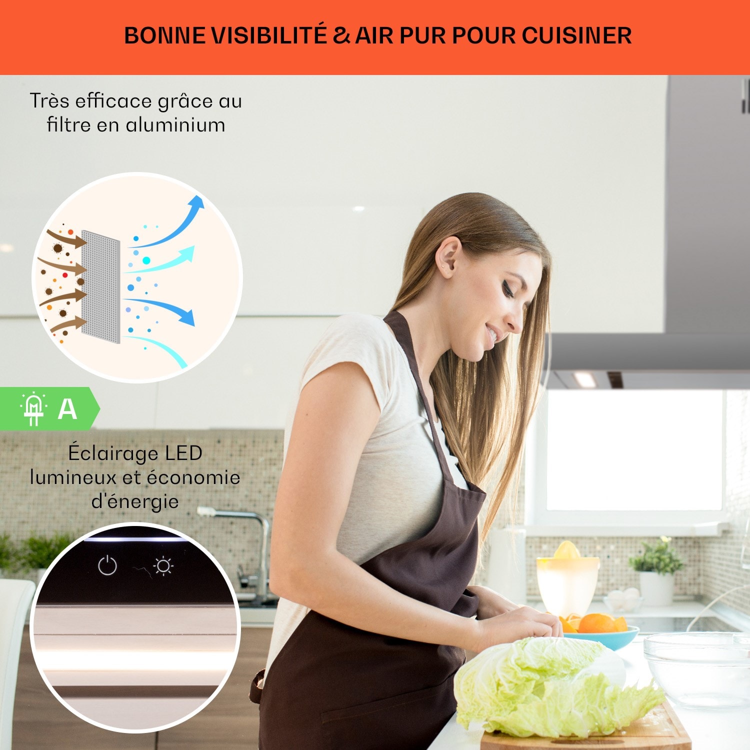 Hotte aspirante 60 cm - klarstein alinea 60 - contrôle par app -a++ ...