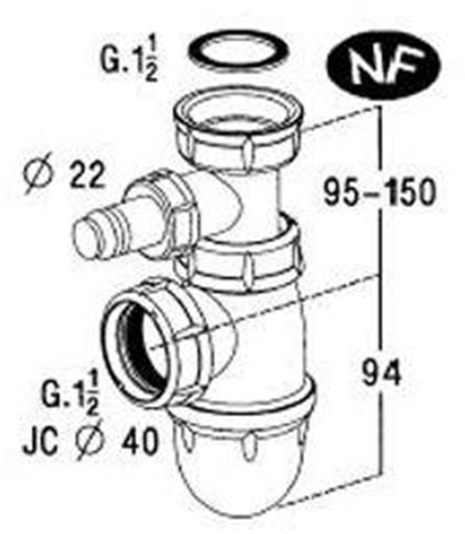 Siphon BLANCO SIPHON-137158 siphon simple avec prise lave linge Pas Cher - UBALDI.com