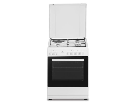 Cuisinière mixte continental edison cecm60fcw - 3 feux gaz + 1 électrique - l59.8 x p61 xh83 cm ...