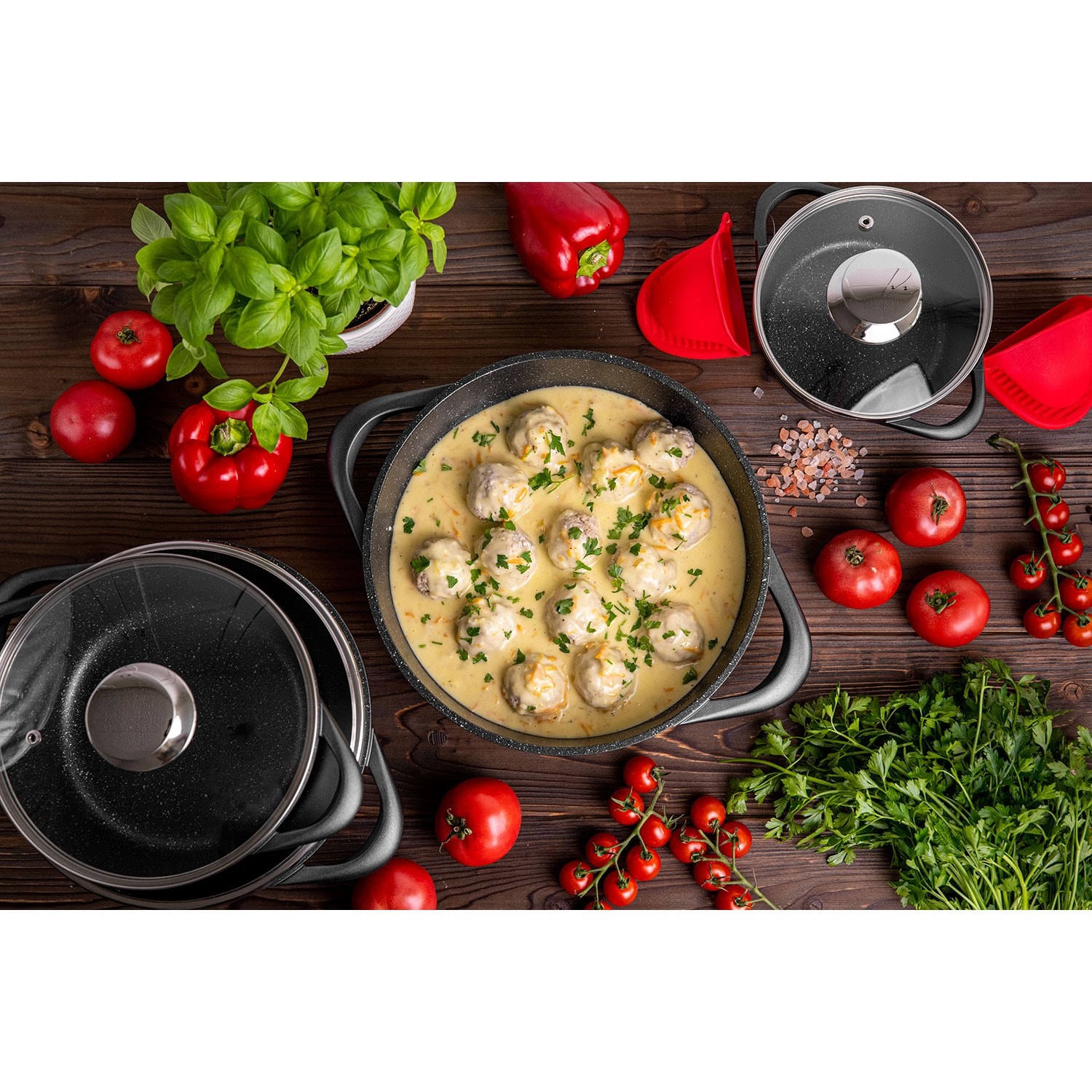 Briebe mgk-17 batterie de cuisine induction 8 pièces aluminium fonte 4 ...