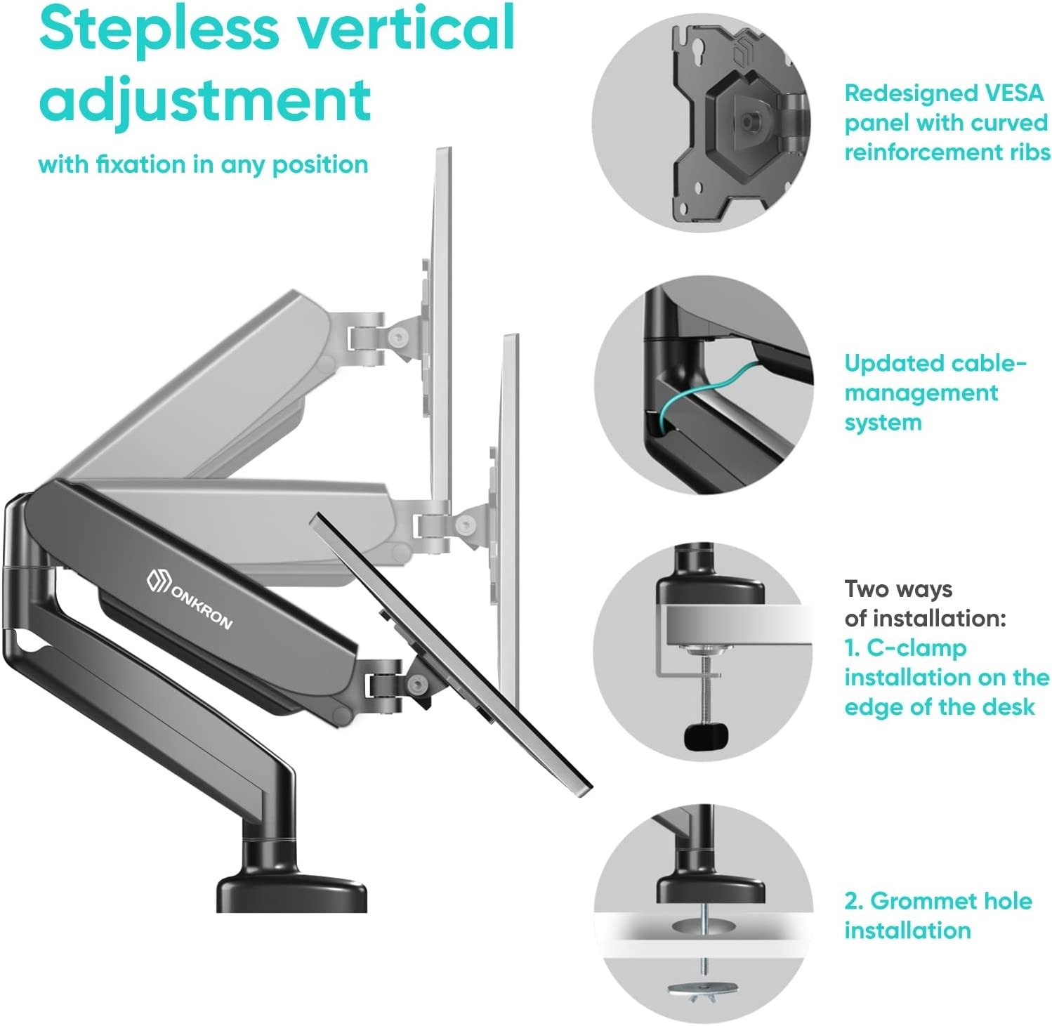 Onkron g50-b support de bureau pour écran pc ou tv de 13 à 32 pouces ...