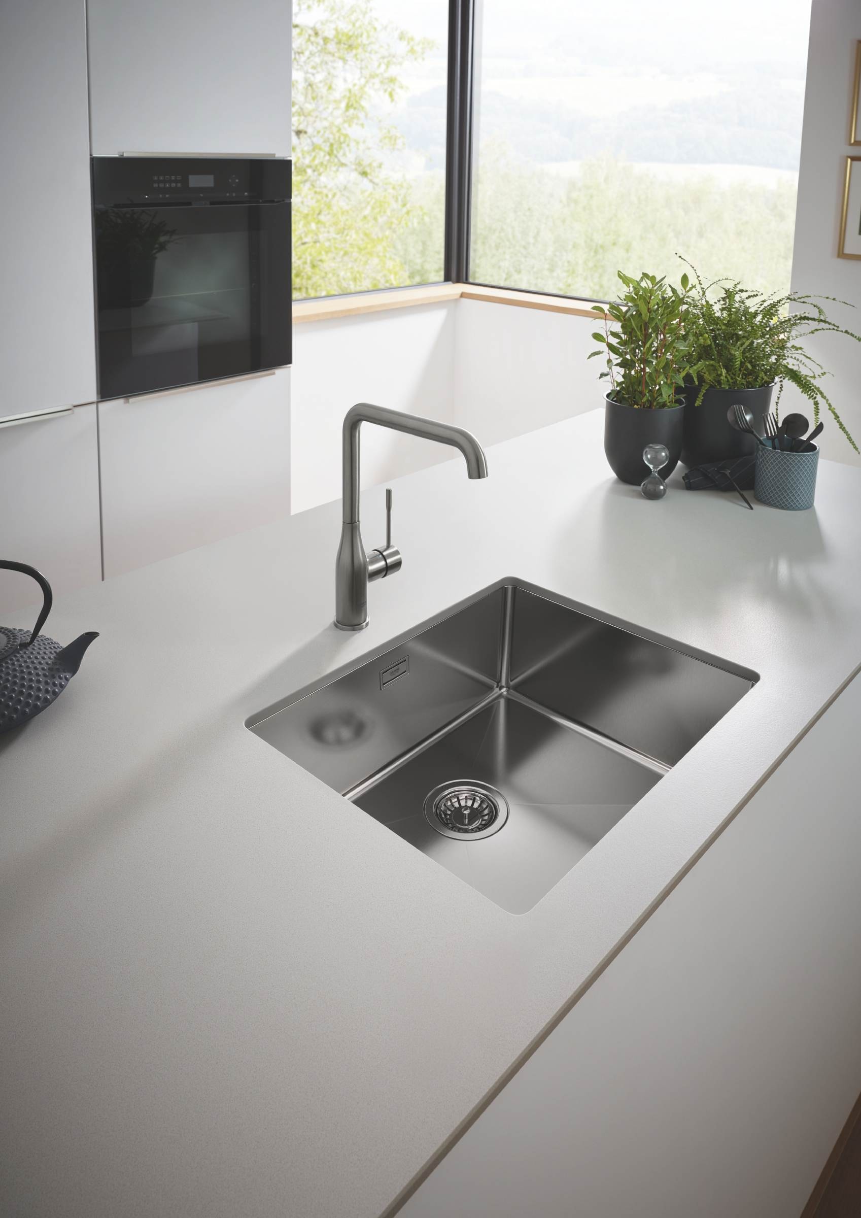 Evier sous plan GROHE Cuve K700U Hard Graphite brossé 31574AL1 Pas Cher ...
