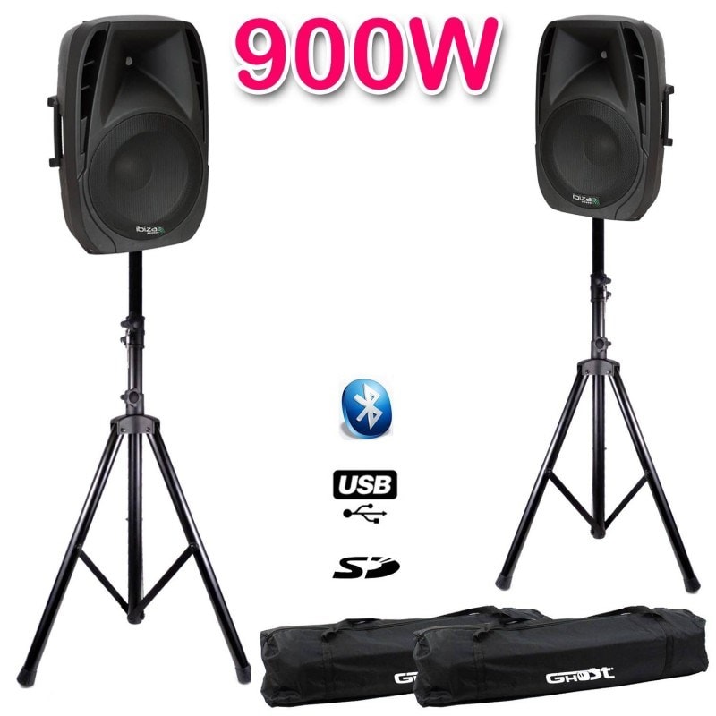 Enceintes actives BT12A 12?/30cm-450W + PIEDS IBIZA SOUND S150319A-2