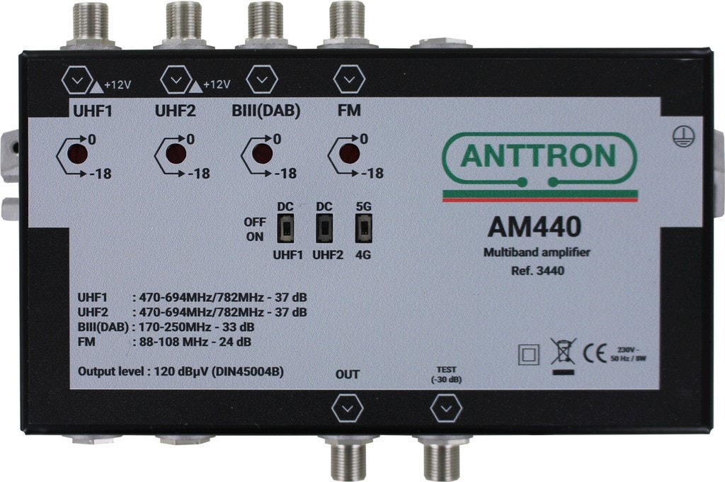 Centrale multibande 4e bi fm 2 e uhf 21/48 lte anttron am440 ANTTRON