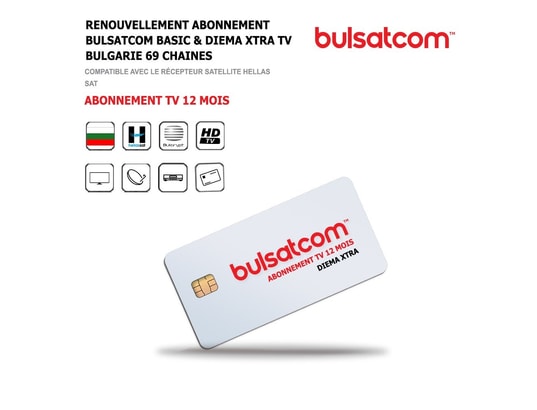 Renouvellement abonnement bulsatcom 12 mois basic & diema xtra tv bulgarie, 69 chaines via ...